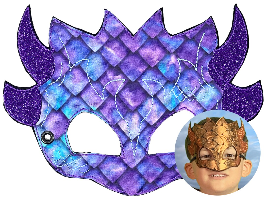 Kids Purple Dragon Mask, Halloween Mask, Birthday Gift for Boys and ...