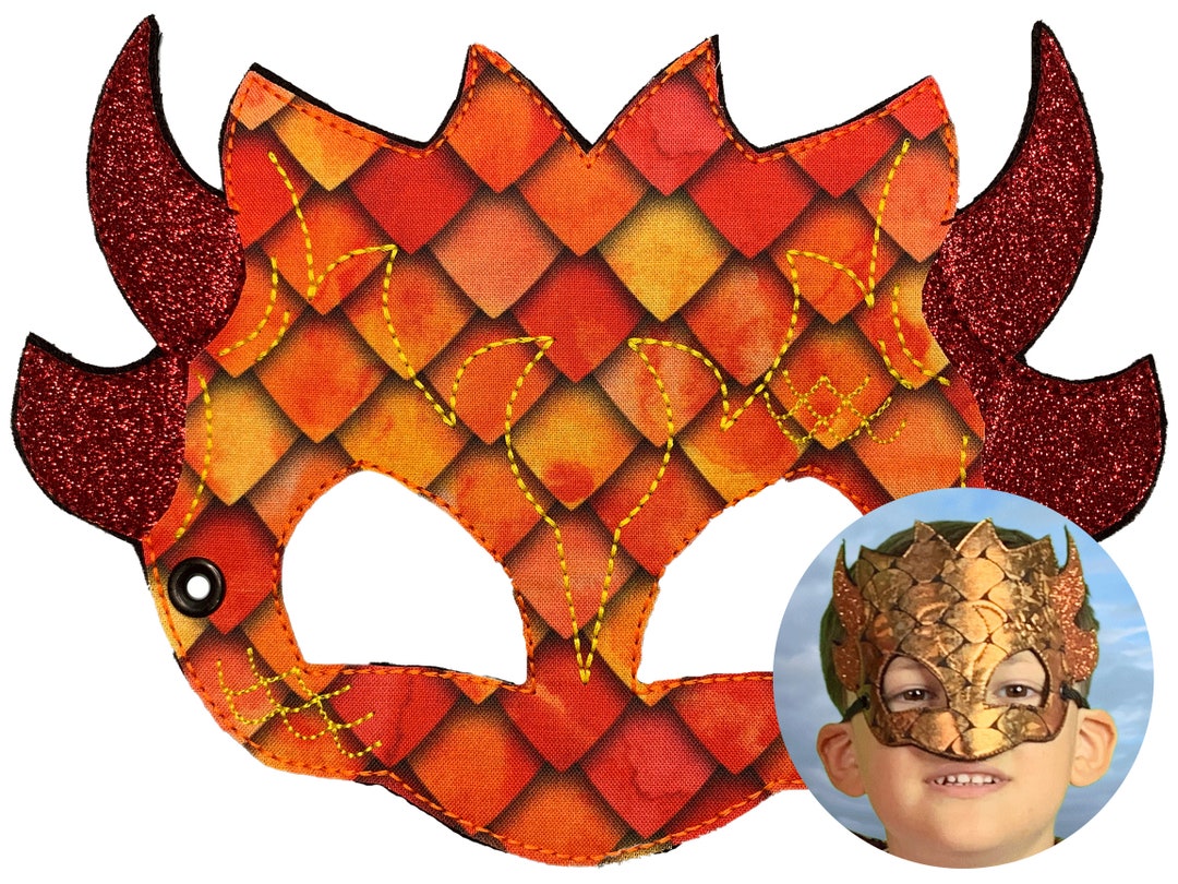 Kids Orange Dragon Mask: Halloween Costume, Imaginative Play - Etsy