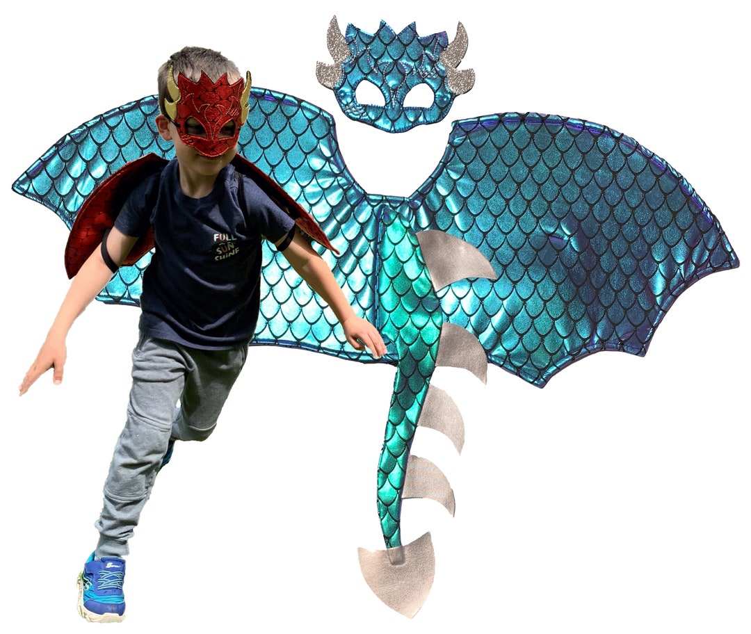 Kids Dragon Wings Halloween Costume, Dragon Mask, Child's Birthday Gift ...