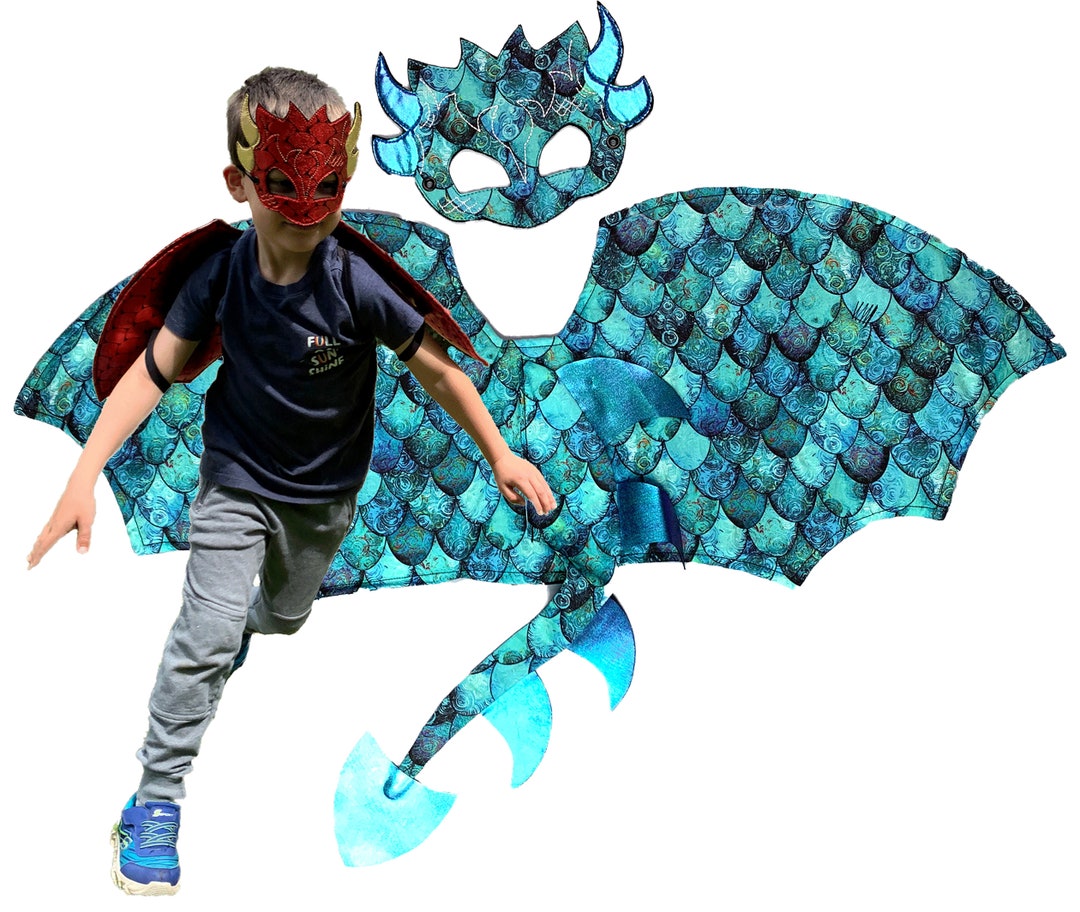 Kids Dragon Wings Halloween Costume, Dragon Mask, Child's Birthday Gift ...