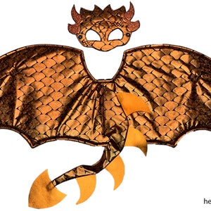 Kids Metallic Gold Dragon Wings and Mask Costume: Imaginative Play - Etsy