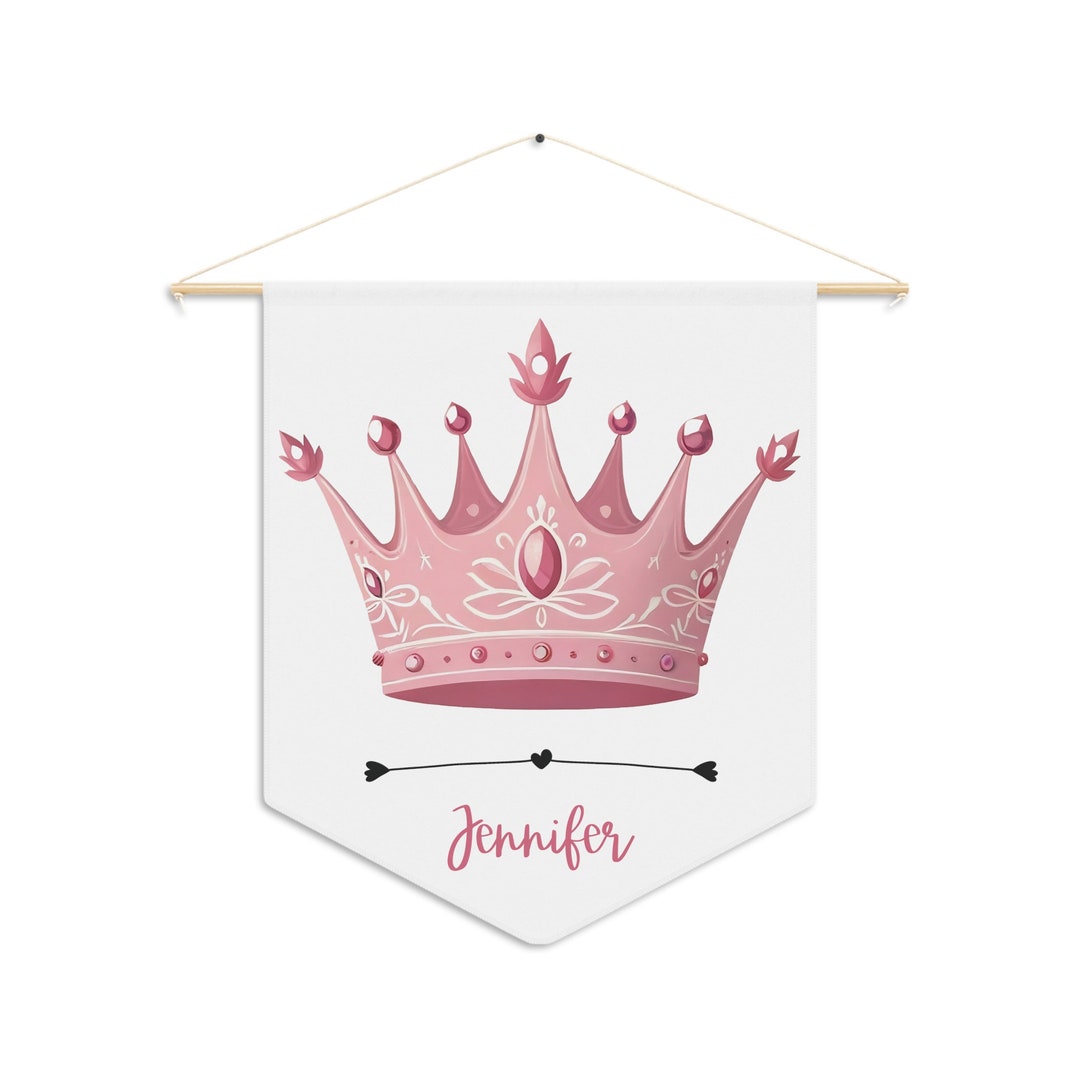 Personalized Princess Crown Pennant, Custom Name Banner, Girls Room ...