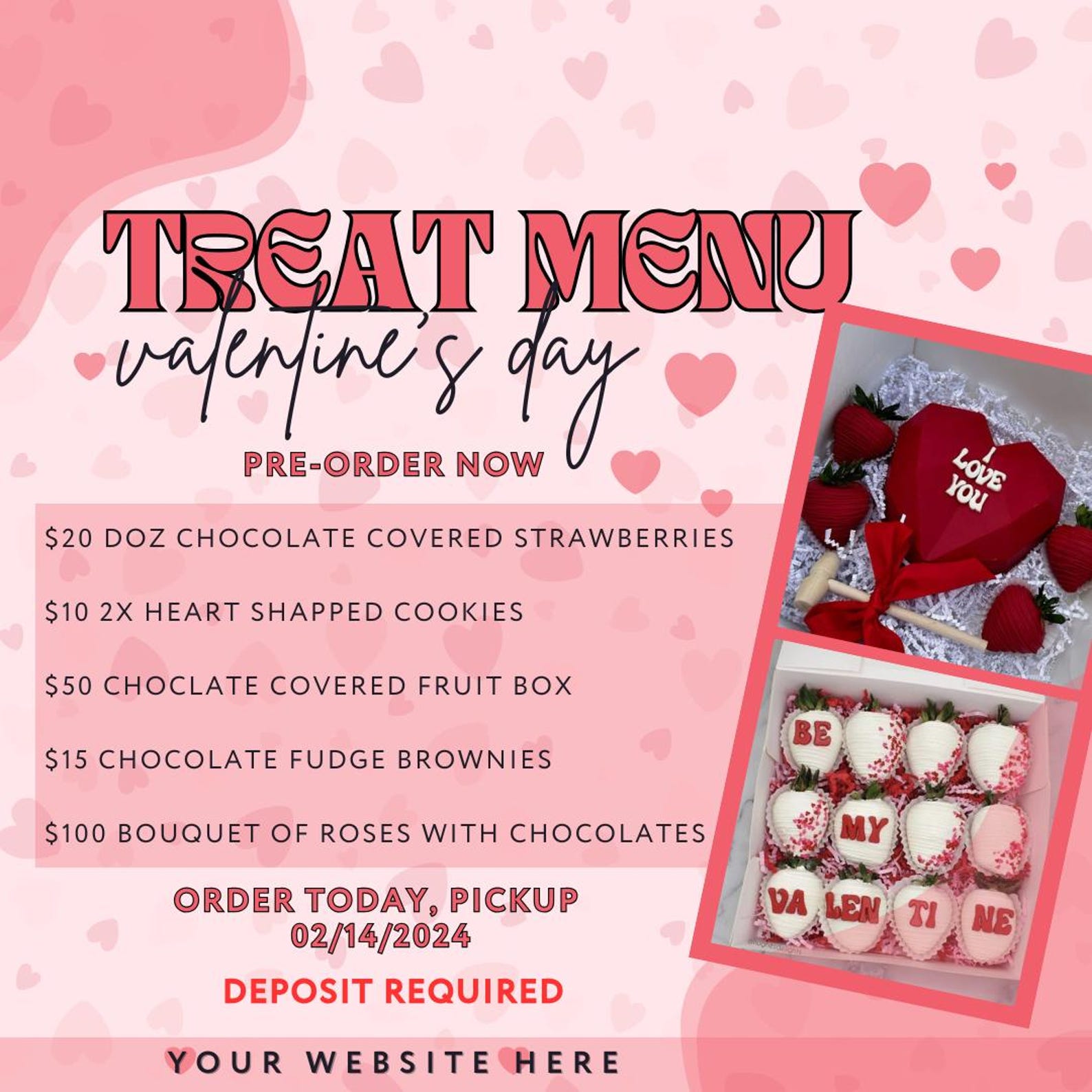 Valentines February Treats Flyer Template, Editable Template ...