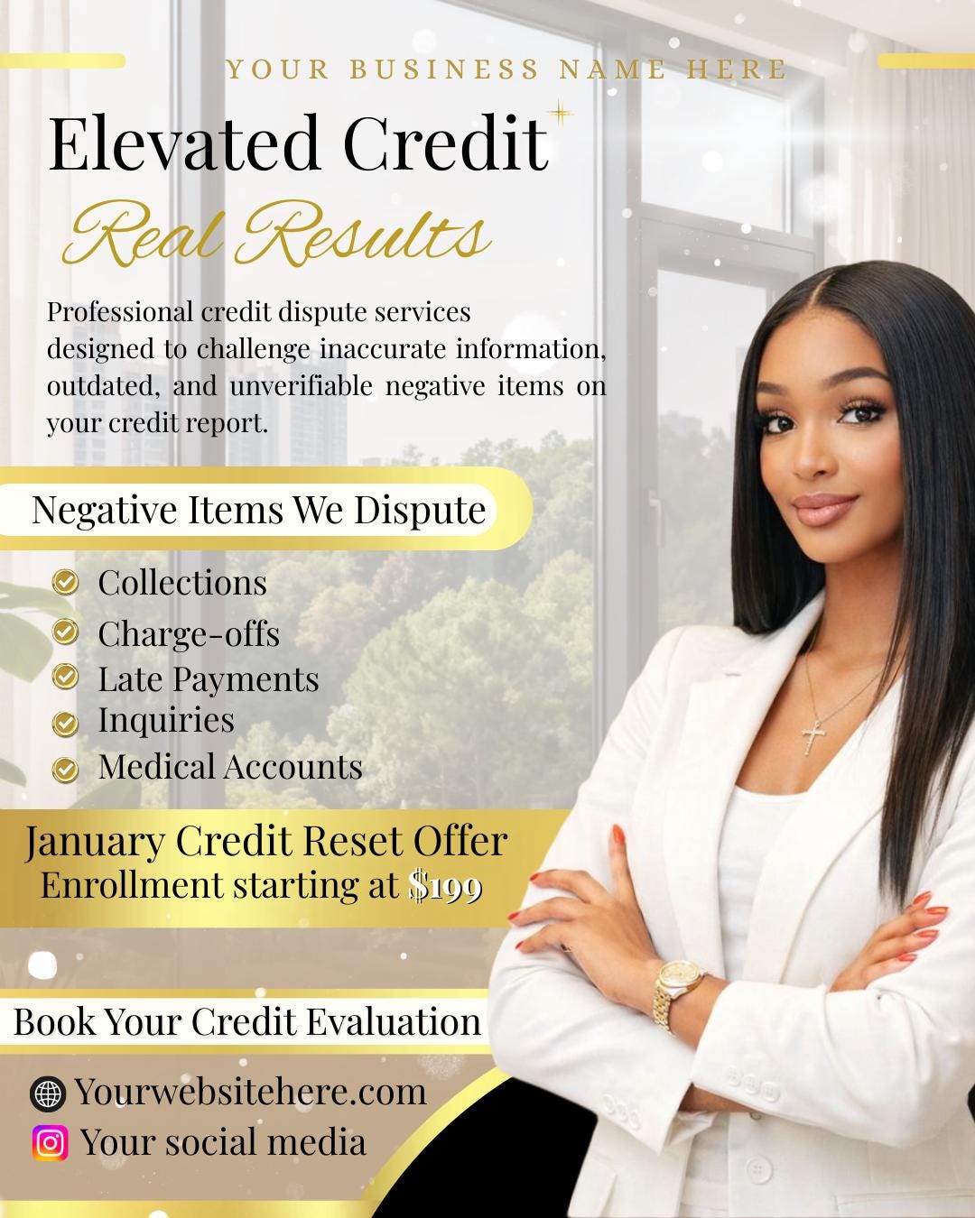 Credit Repair Flyer Template | Luxury Credit Consultant Canva Flyer ...