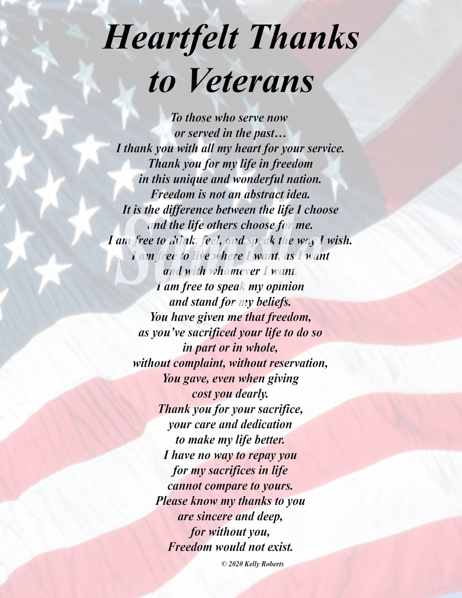 Heartfelt Thanks to Veterans Ready to Print Instant Download, Patriotic ...