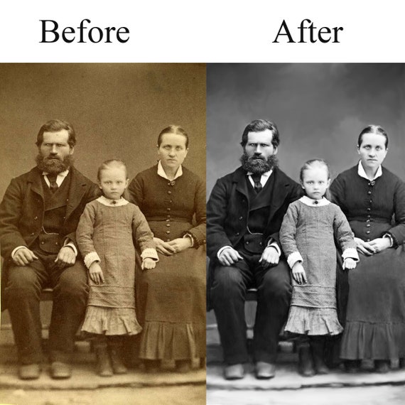 Old Damaged Family Photo
