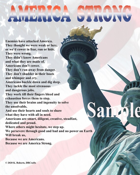 AMERICA STRONG 8x10 Wall Art Ready to Print Poster America | Etsy