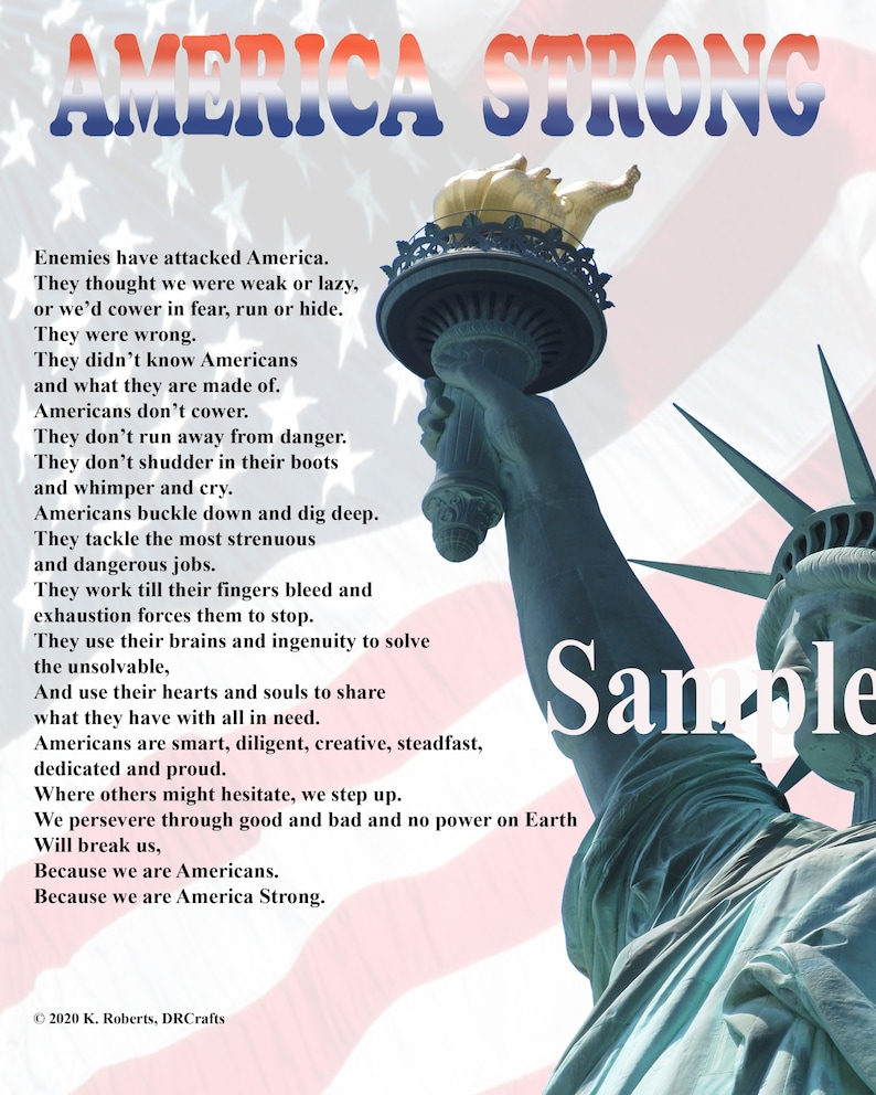 AMERICA STRONG 8x10 Wall Art Ready to Print Poster, America Strong ...