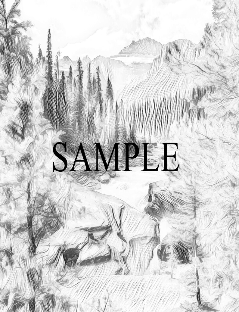 Sample Coloring Pages From 100 Landscapes Coloring Book - Etsy