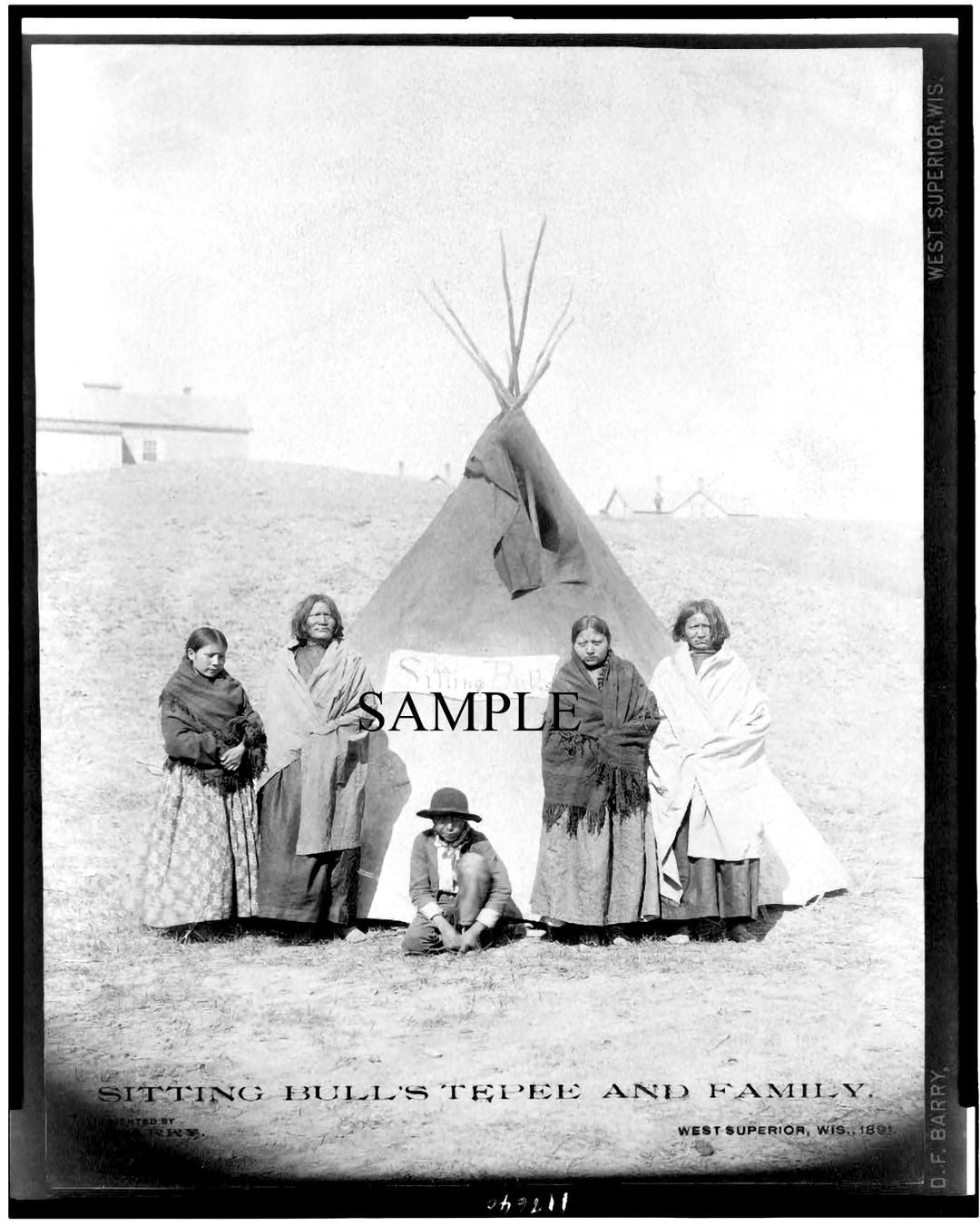 Sitting Bull's Teepee and Family Vintage Photo Minimally Restored Instant Download, 11x14 Inch ...