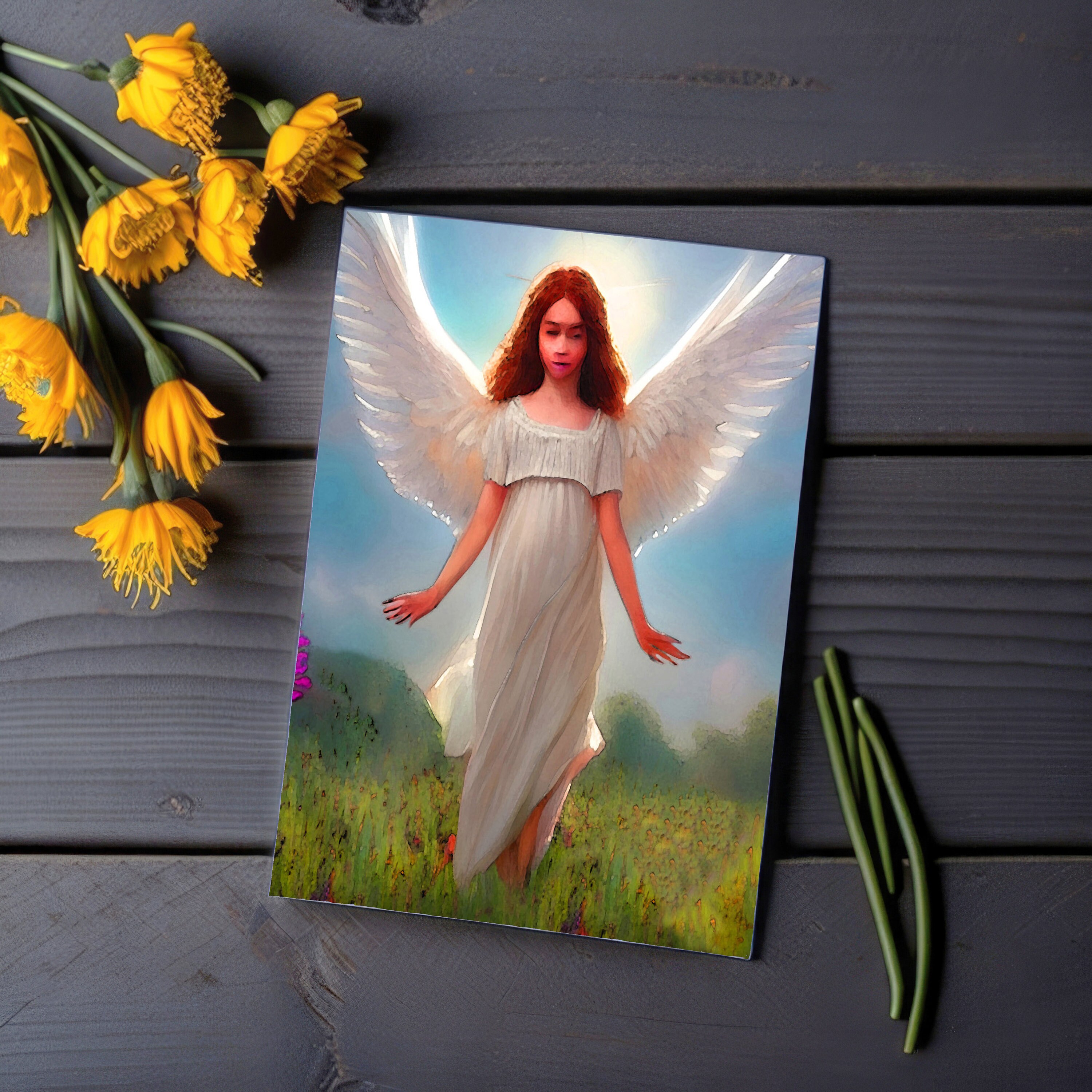 Angel Cards in Watercolor, Set of Five Blank Inside 5x7 Angel Cards ...