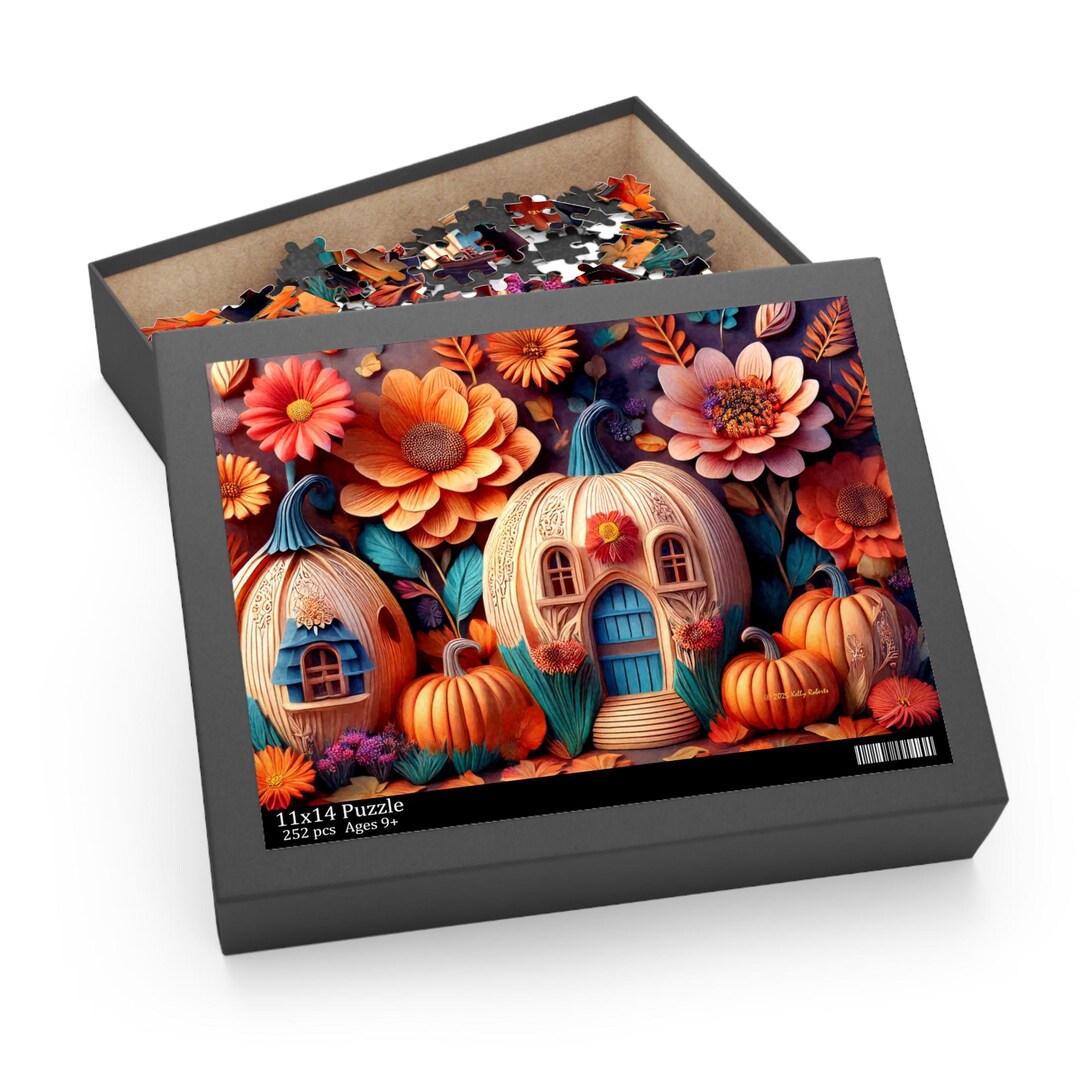 Pumpkin Houses Puzzle - Cozy Fall Decor, Family Game Night ...