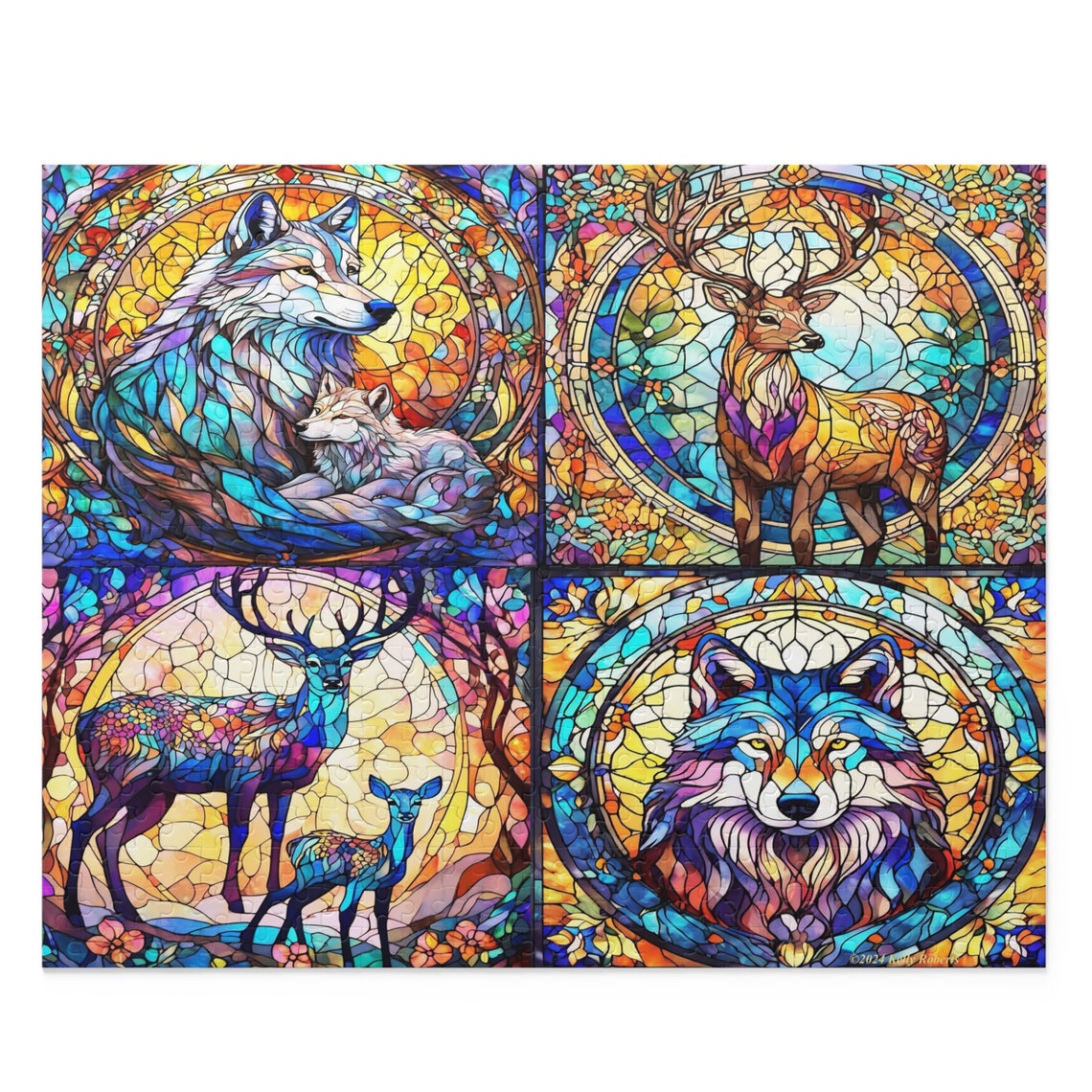 Gorgeous Deer and Wolves Four in One Jigsaw Puzzle (252, 500-piece ...