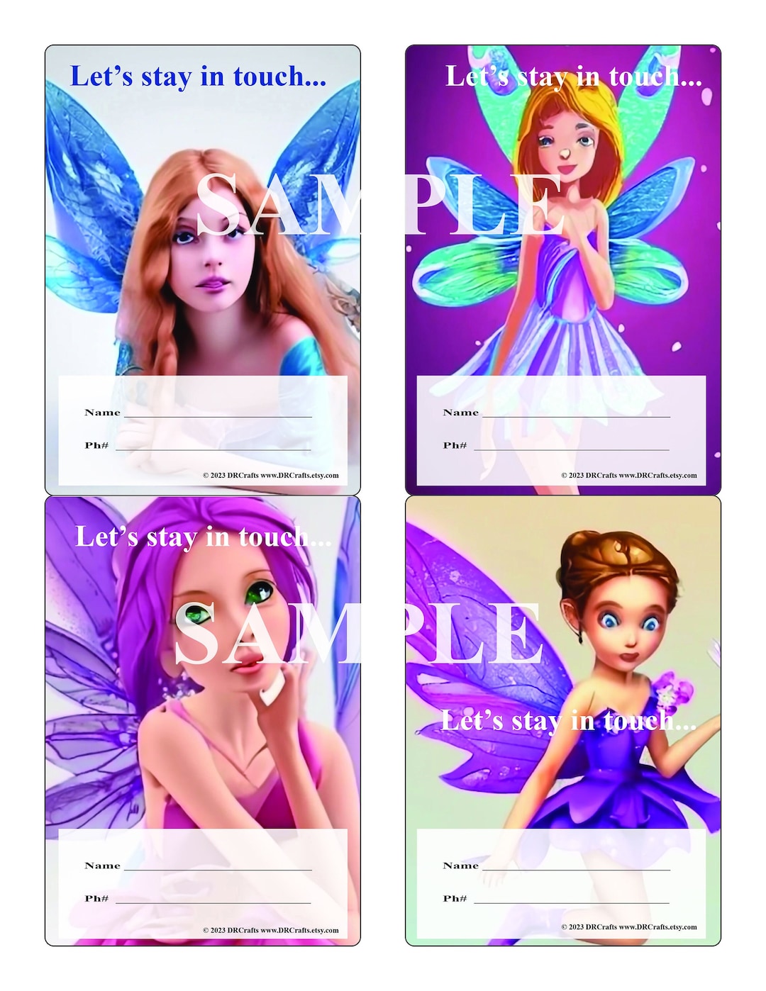 Kids Fairy End of School Keep in Touch Cards Instant Download and Ready ...