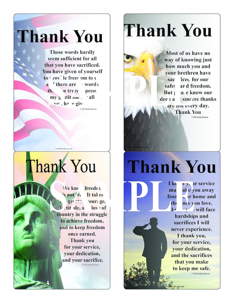 Thank You to Troops Labels or Cards, Instant Digital Download and Ready ...