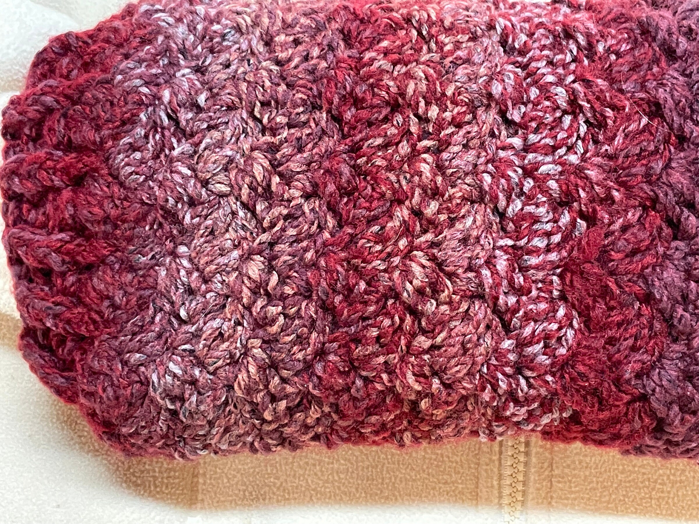 Deluxe Crochet Hand Muff Warmer in Red Variegated Yarn, Old Fashioned ...