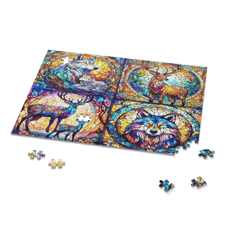 Gorgeous Deer and Wolves Four in One Jigsaw Puzzle (252, 500-piece ...