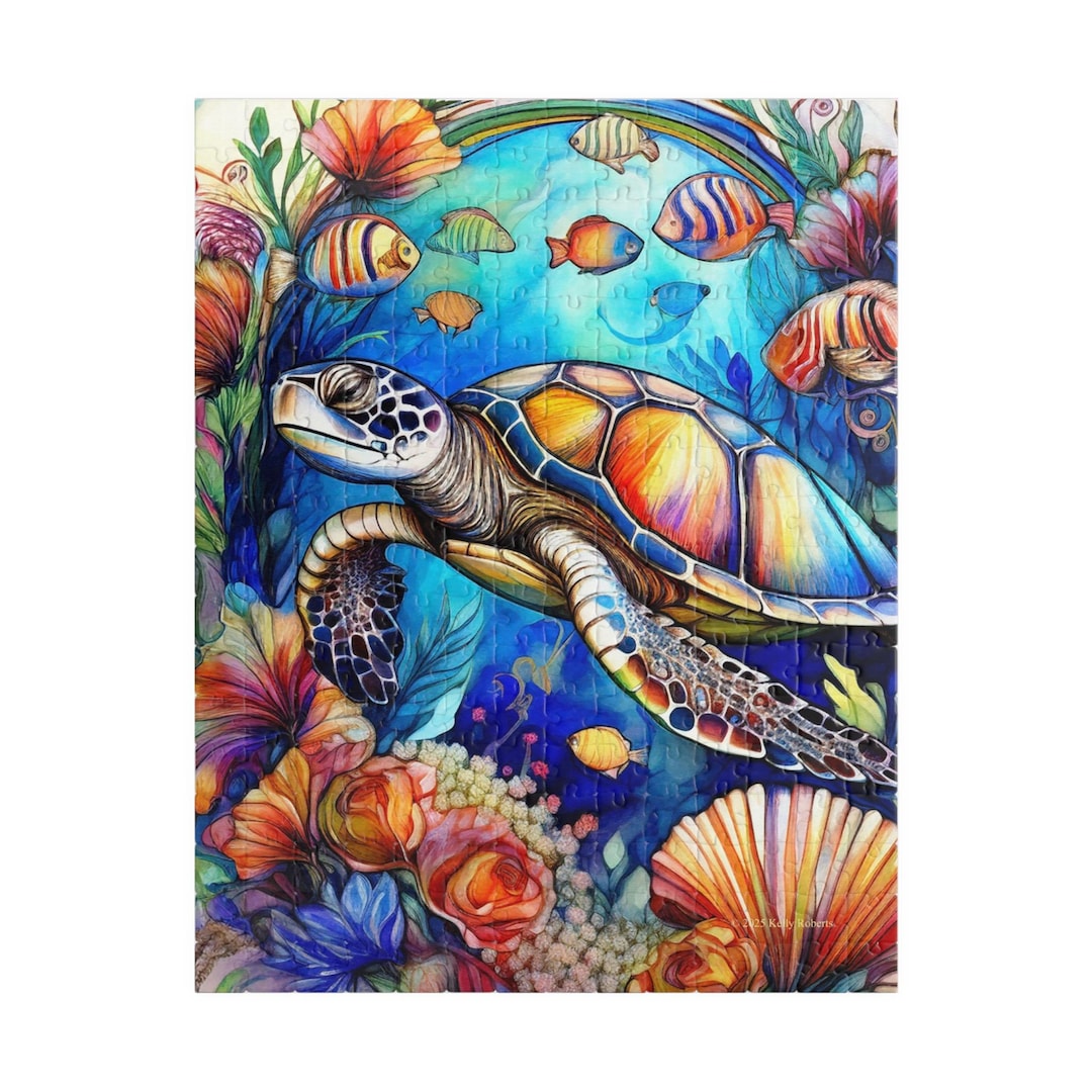 Colorful Sea Turtle Puzzle - Ocean Themed Jigsaw | Family Activity ...