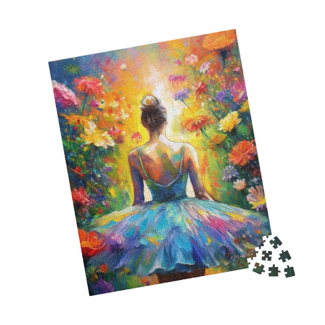 Ballet Dancer Puzzle, Colorful Floral Scene Jigsaw, Relaxing Indoor ...