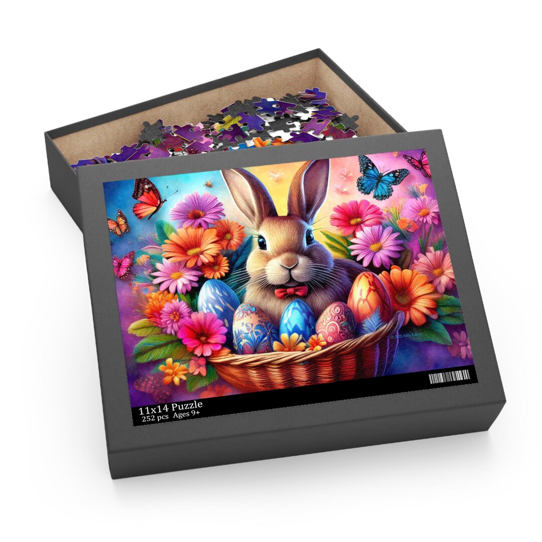 Easter Bunny Puzzle - Colorful Floral 120-500-piece, Spring Decor, Gift ...