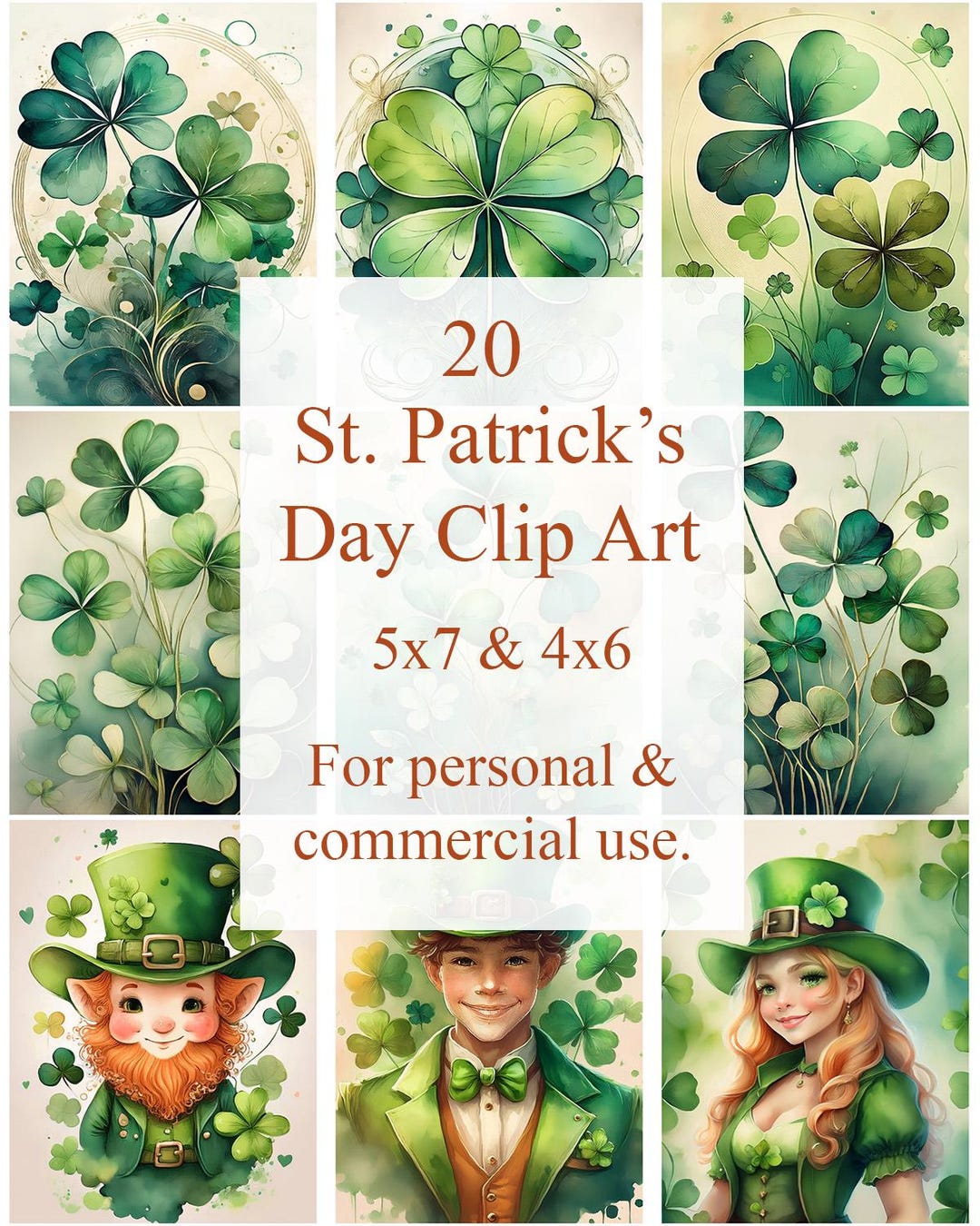 St Patrick Day Clip Art Instant Download, Shamrocks, Rainbows, Holiday ...