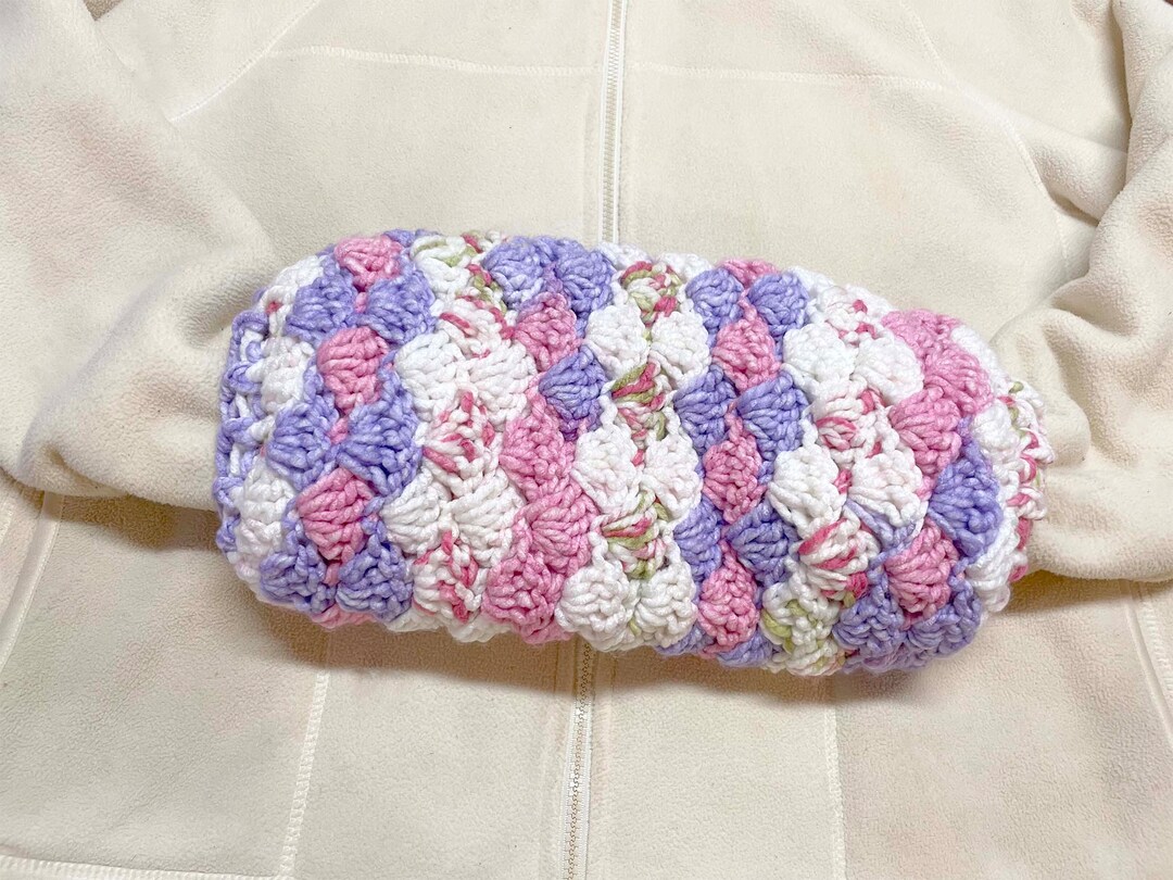 Hand Muff in Pink, Purple and White Variegated Yarn With Lining, Super ...