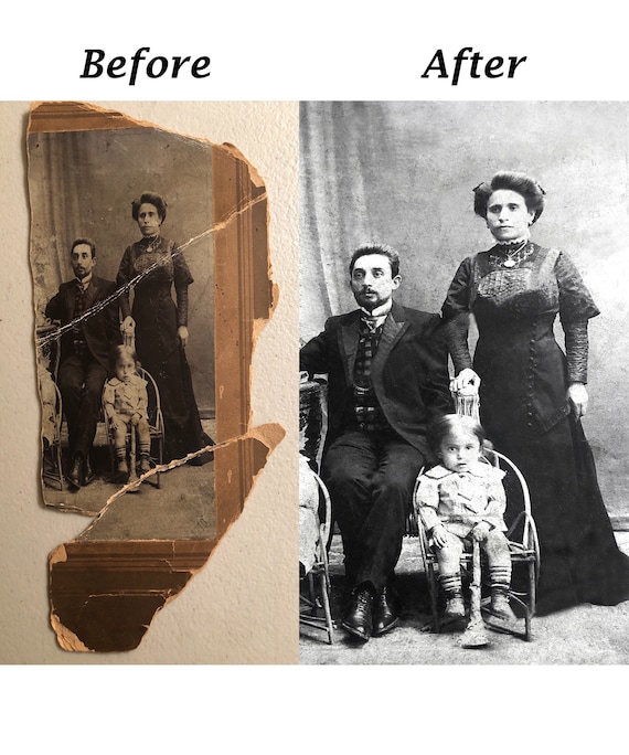 Old Damaged Family Photo