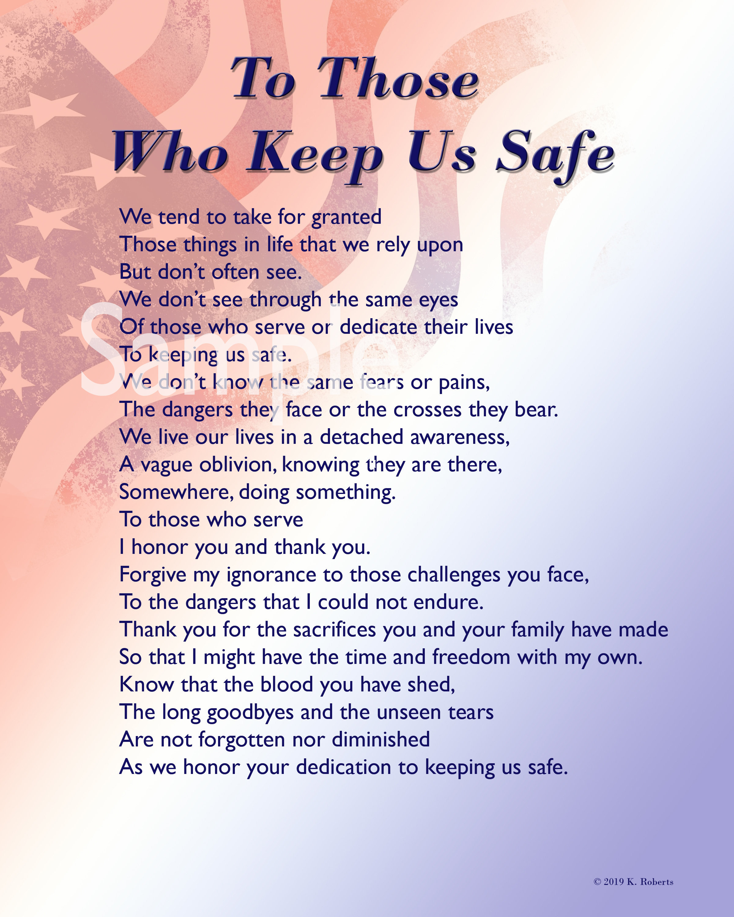 To Those Who Keep Us Safe 8x10 Poster, Patriotic Thank You to Military ...
