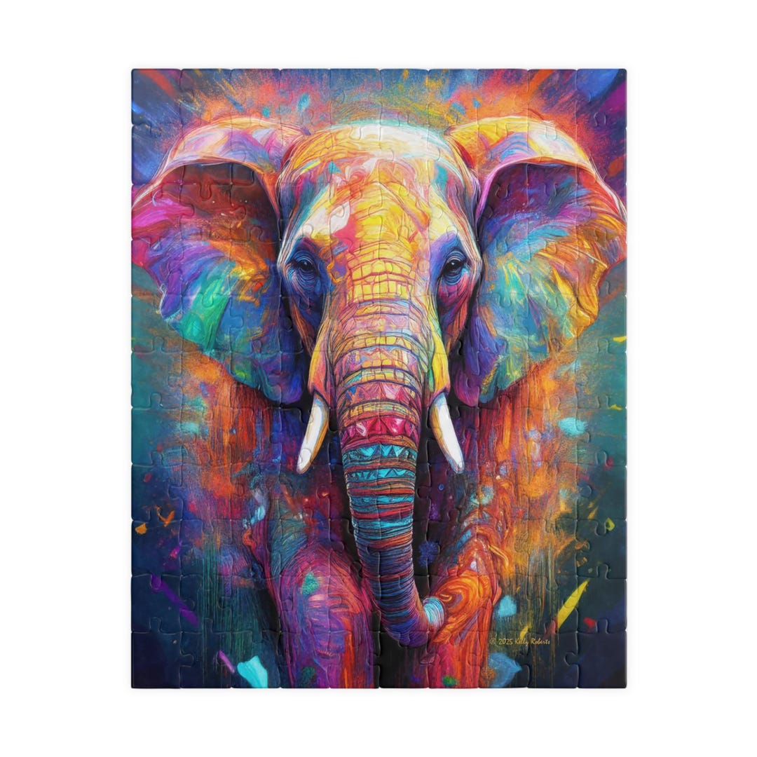 Colorful Elephant Puzzle - Fun Family Activity, Art Lover Gift, Unique ...