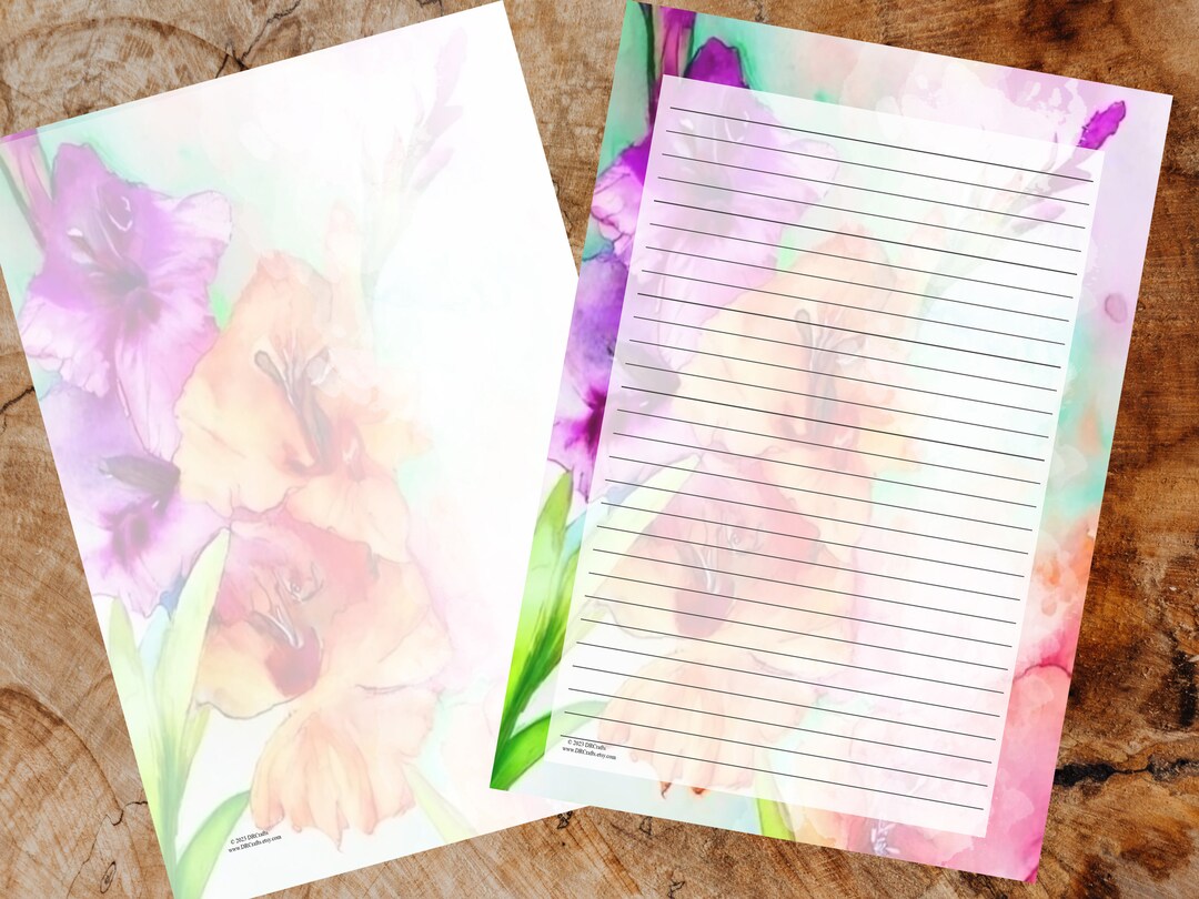 Watercolor Gladiola Stationery Set of Ten Instant Download, Gladiola ...