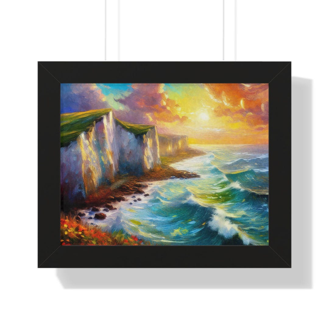 Cliffs of Dover Framed Poster, Ocean Wall Decor, Nautical Home Art ...