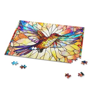 Beautiful Hummingbird Puzzle in Stained Glass (252, 500-piece) - Etsy