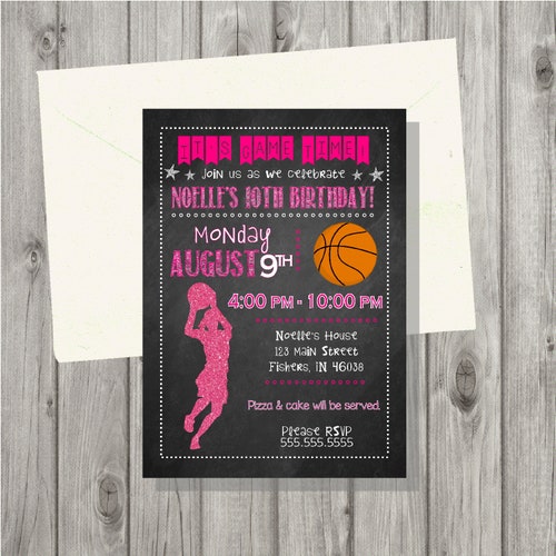 Girl's Basketball Birthday Invitation Girls Sports - Etsy