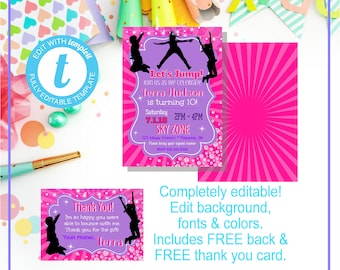 Sky Zone Birthday Invitation - Etsy