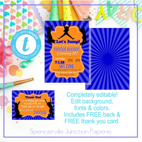 Sky Zone Invitation - Etsy