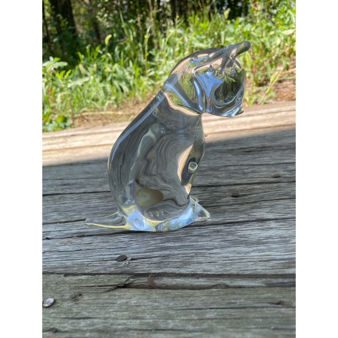 Vintage Midcentury Glass Crystal Cat Vilca Italy Art Glass - Etsy
