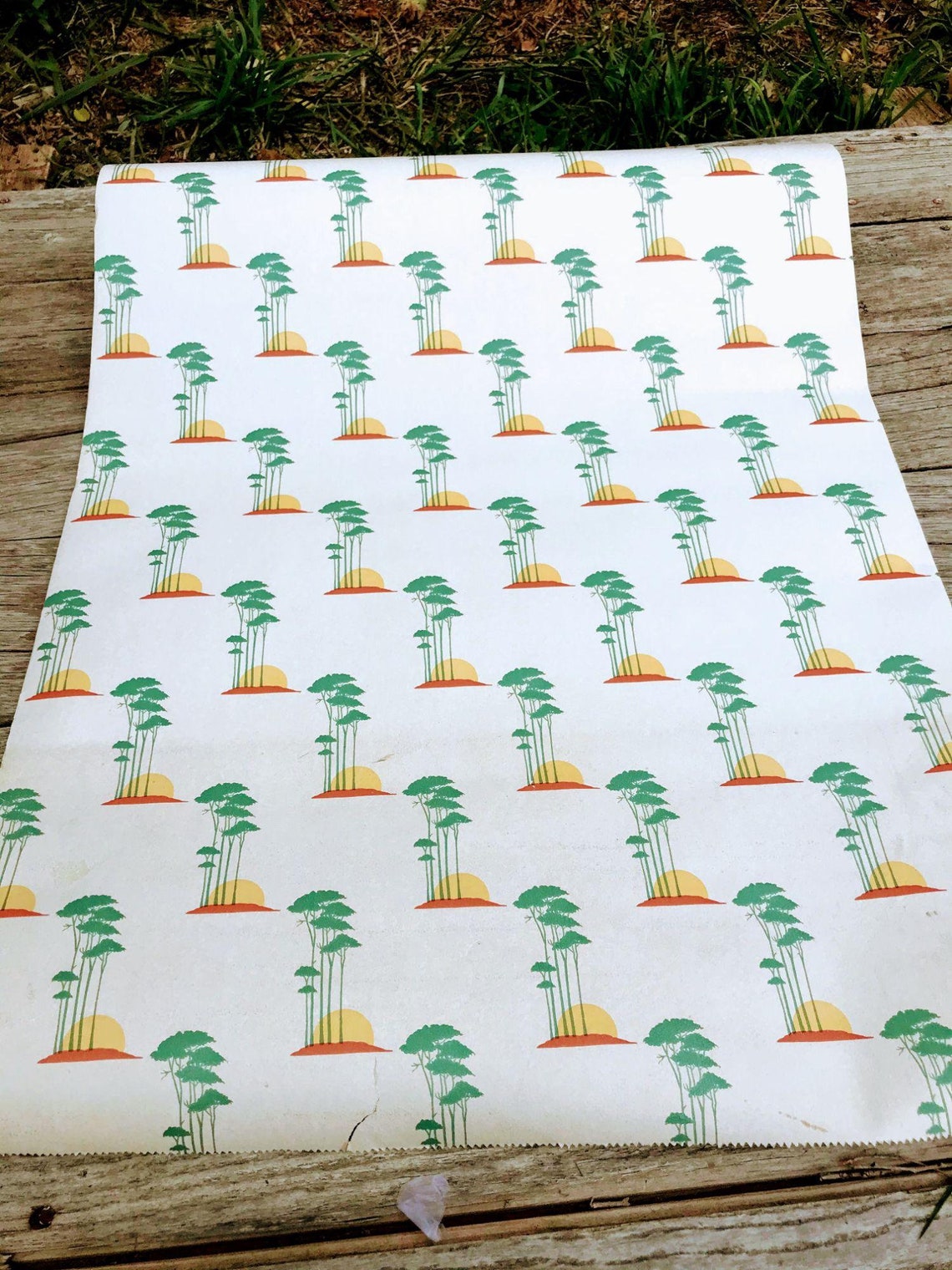 Antique Art Deco 1930s Partial Wallpaper Roll Sunset Palm - Etsy