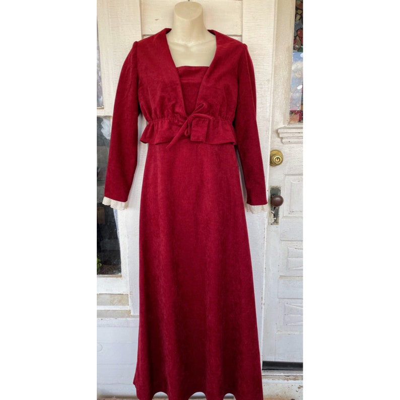 Vintage 1970s Burgundy Red Maxi Dress With Jacket Faux Suede - Etsy