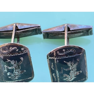 Vintage Siam Sterling Silver Mens Cufflinks Nielloware Dancer - Etsy