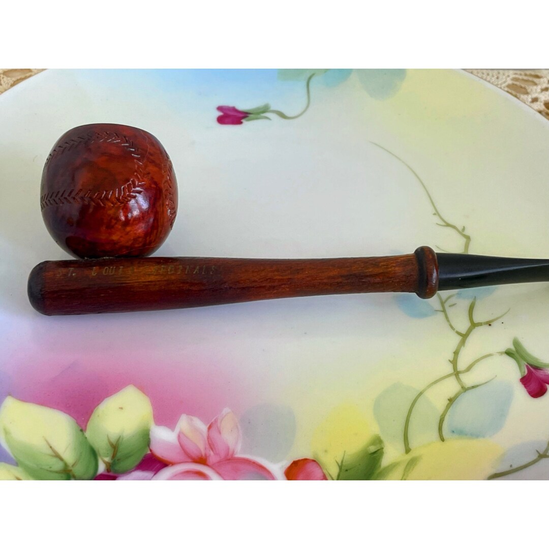 Antique 1930s Wood Smoking Pipe St Louis Cardinals Baseball & Bat ...