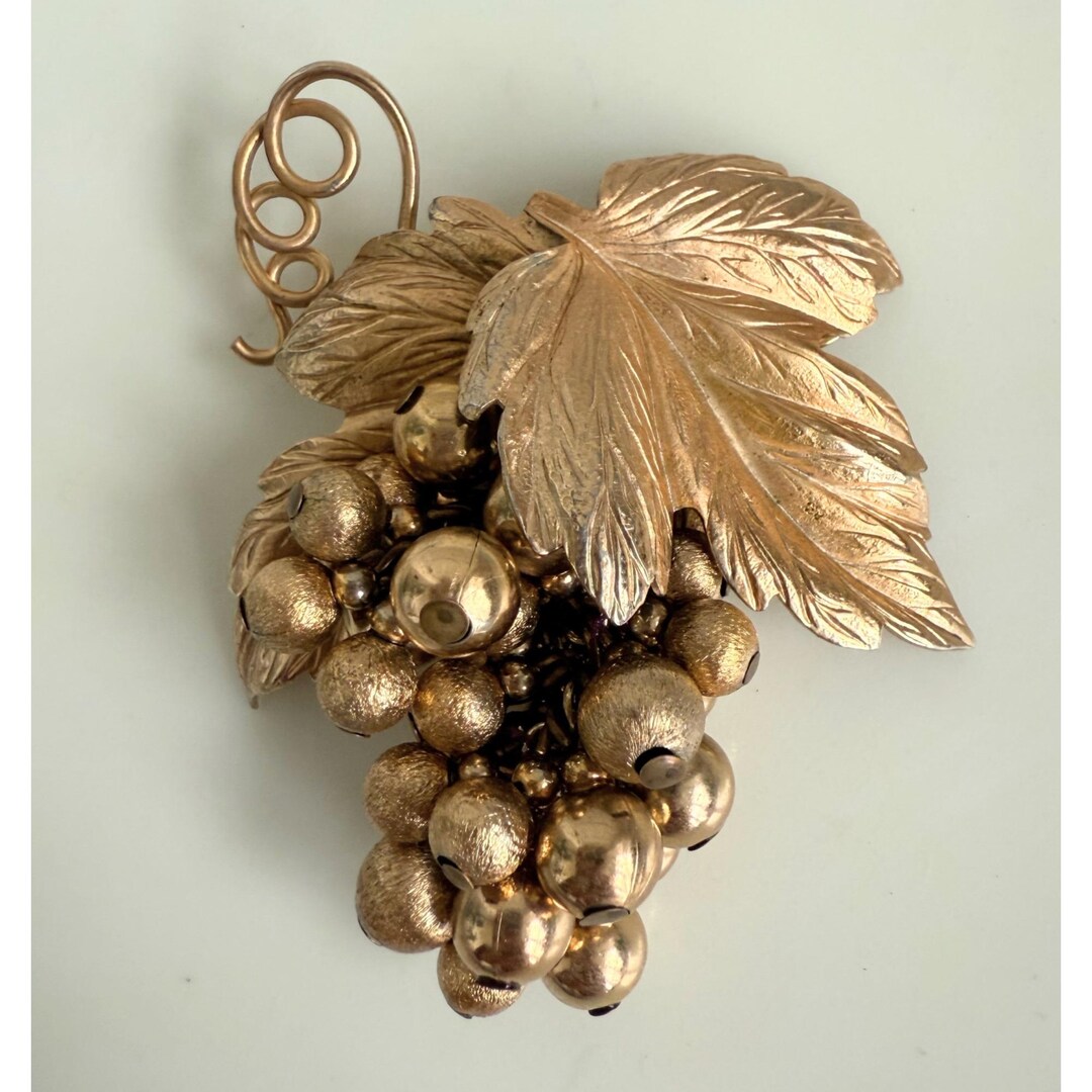 Vintage 60's Napier Grape Cluster Beaded Dangle Brooch Gold Tone - Etsy