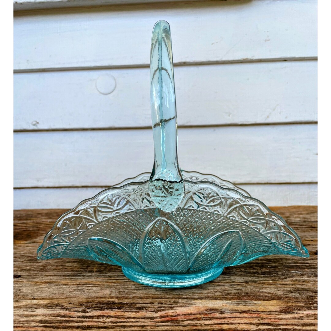 Vintage Fenton Princess House Ice Blue Glass Basket - Etsy