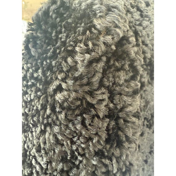 Antique 1880s Victorian Black Curly Lambs Wool Cape S… - Gem