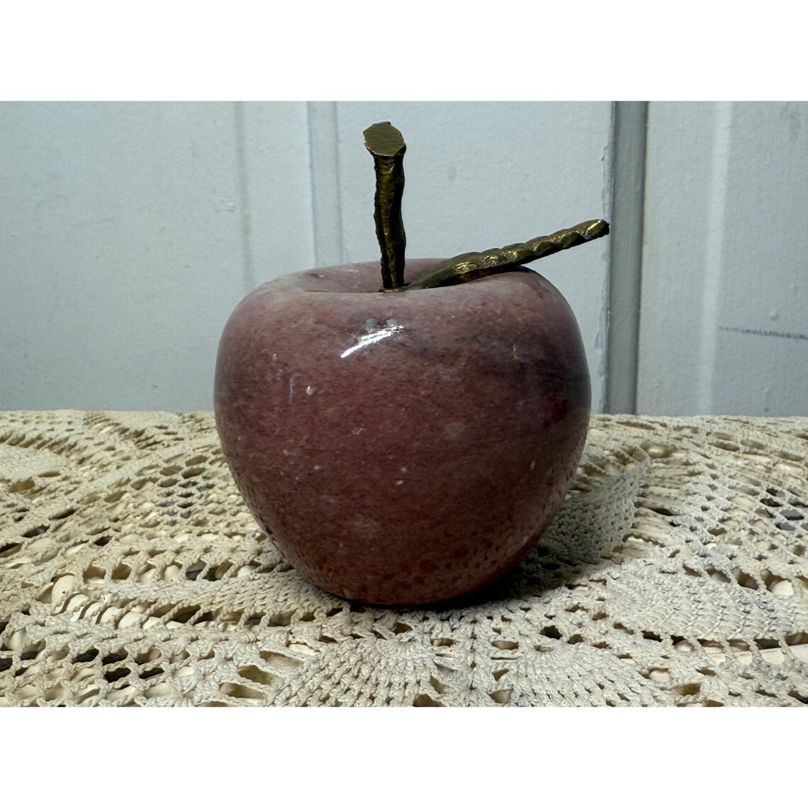 Vintage 1990s Pink Marble Stone Apple Sculpture Paperweight - Etsy