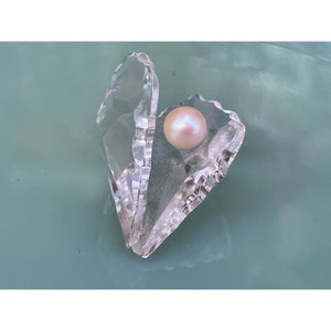 Vintage Miniature Crystal Glass Clam Shell With Pearl - Etsy