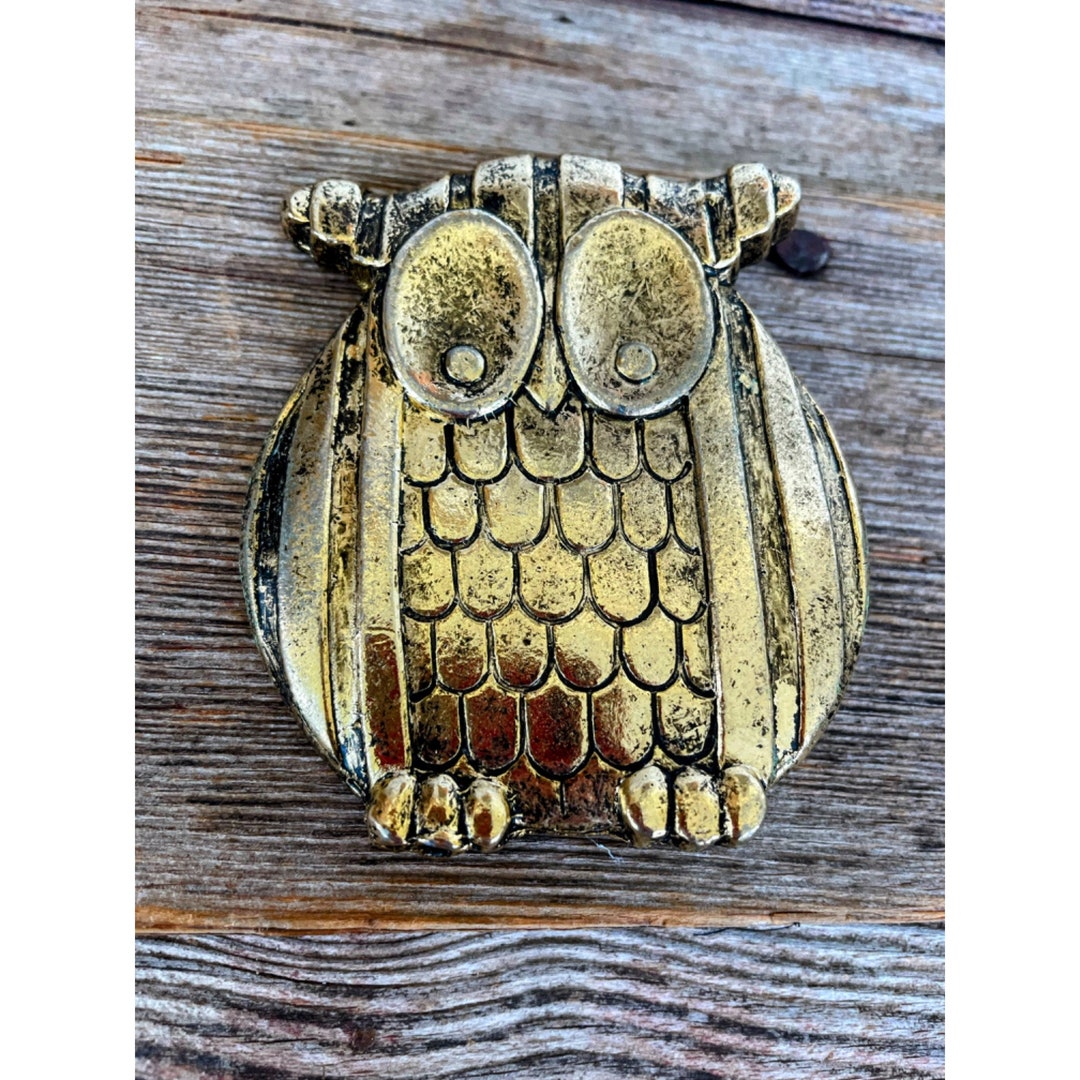 Vintage 1970s Groovy Brass Tone Metal Owl Belt Buckle - Etsy