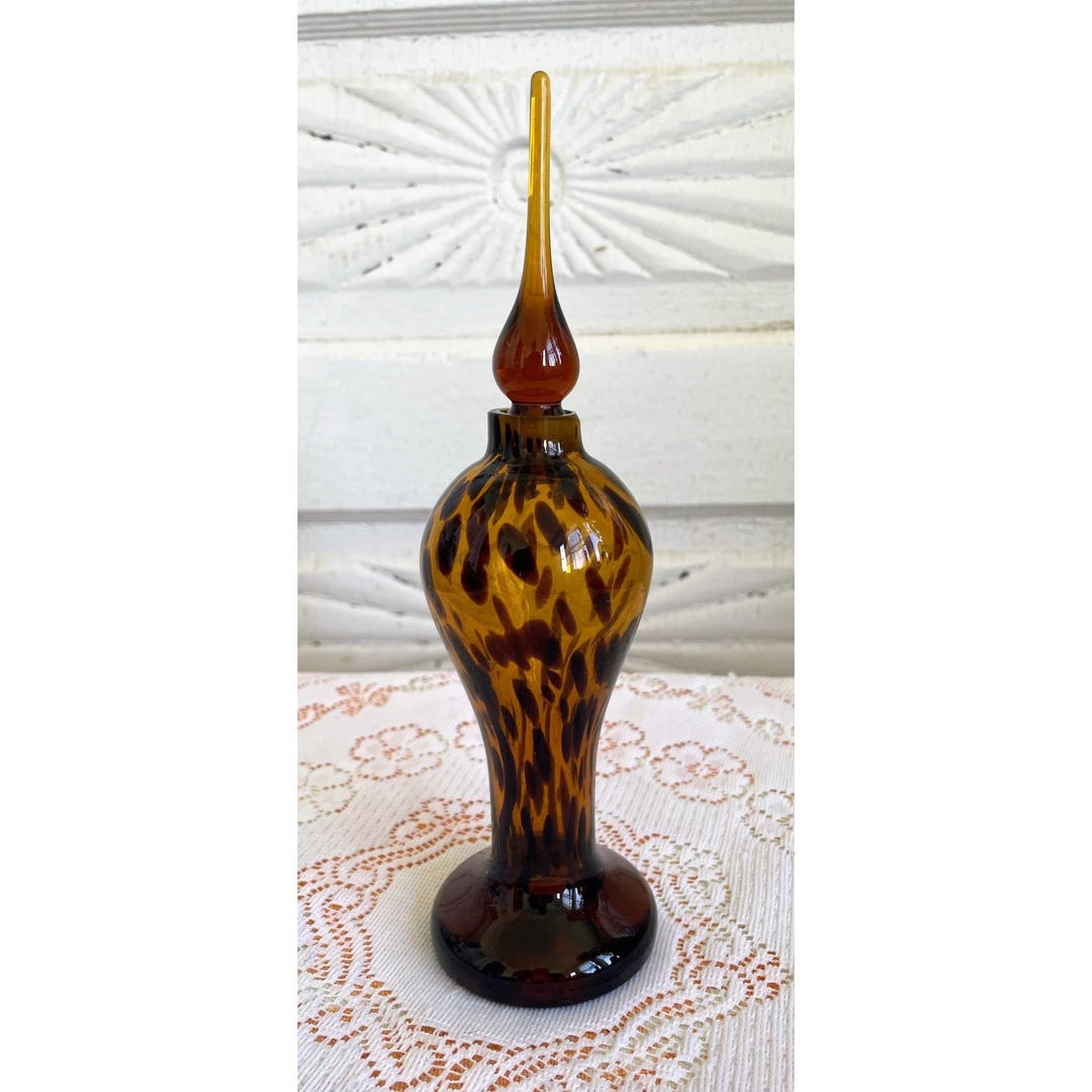Vintage Art Glass Perfume Bottle With Stopper Brown Leopard Design - Etsy