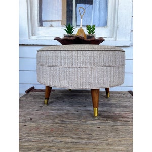 Vintage MCM Mid Century Ottoman Foot Stool Wood Legs Glitter Feet - Etsy