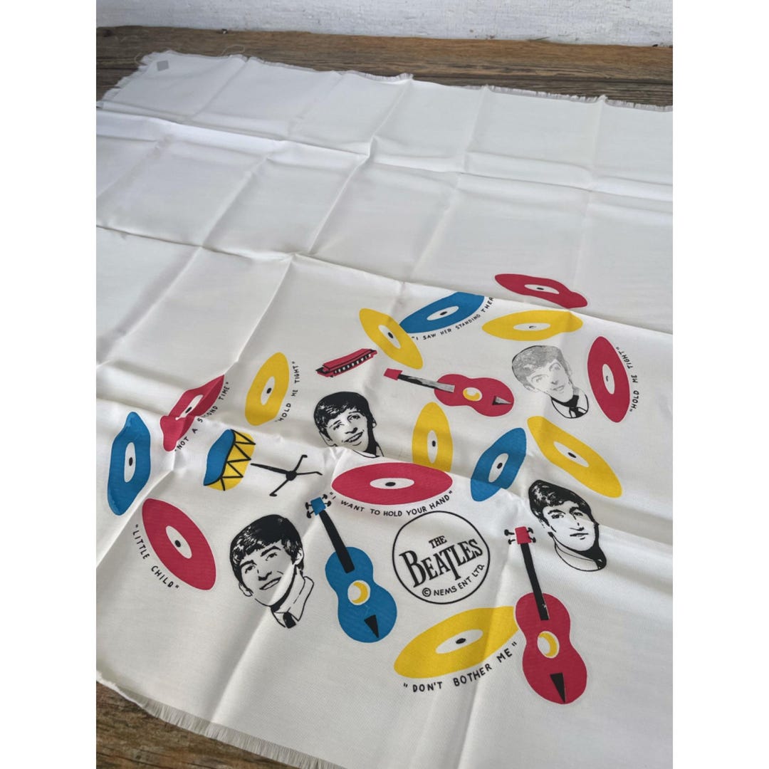 Vintage 1960s the Beatles NEMS Square Scarf Original Memorabilia Retro ...