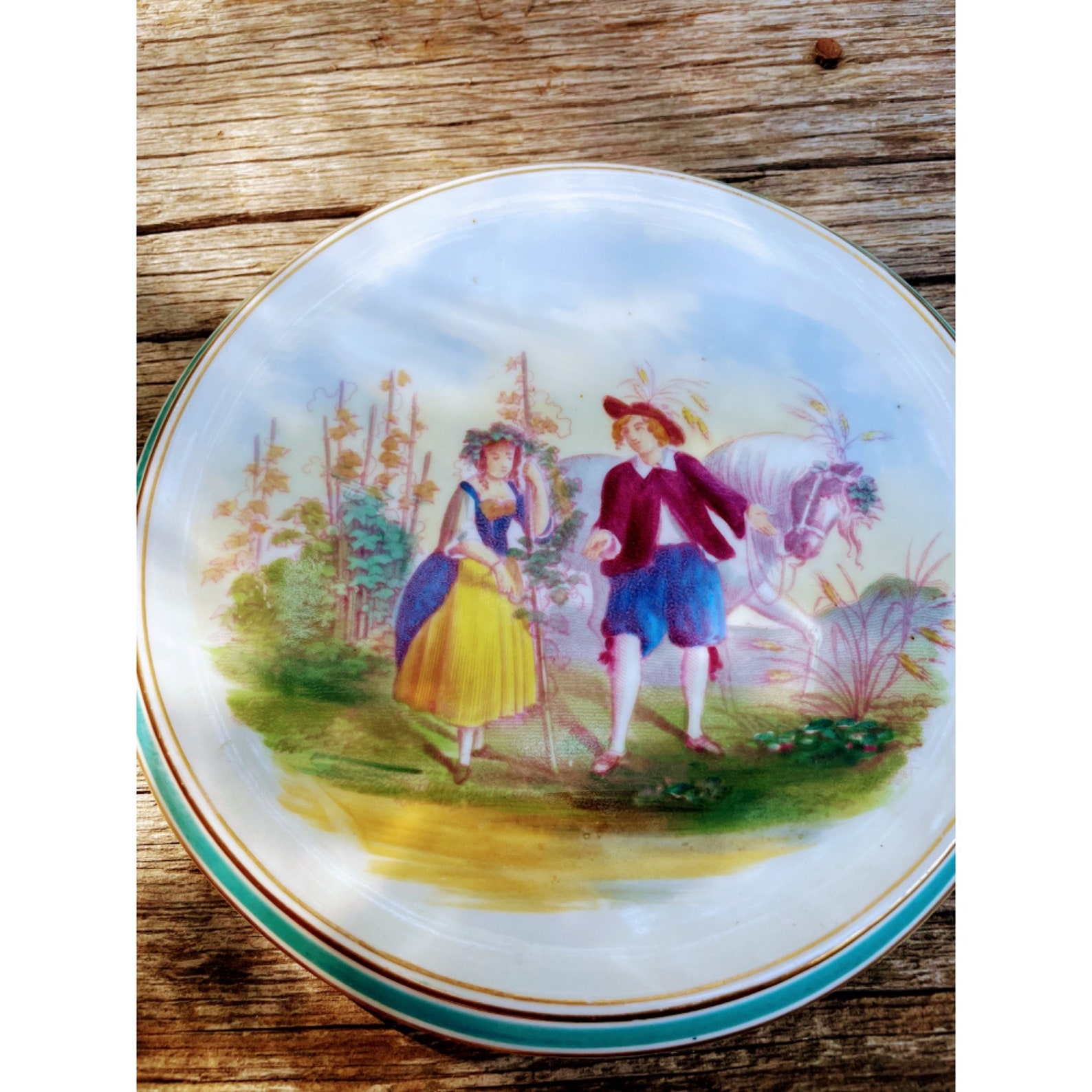 Vintage Tea Trivet Hot Plate Victorian Couple White Horse - Etsy